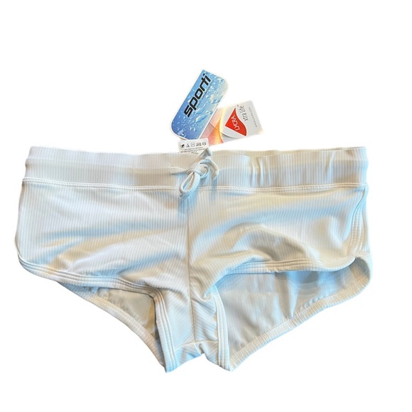 Swim | New Sporti Active Ribbed Cheeky Boyshort Swim Bottom White Small ...